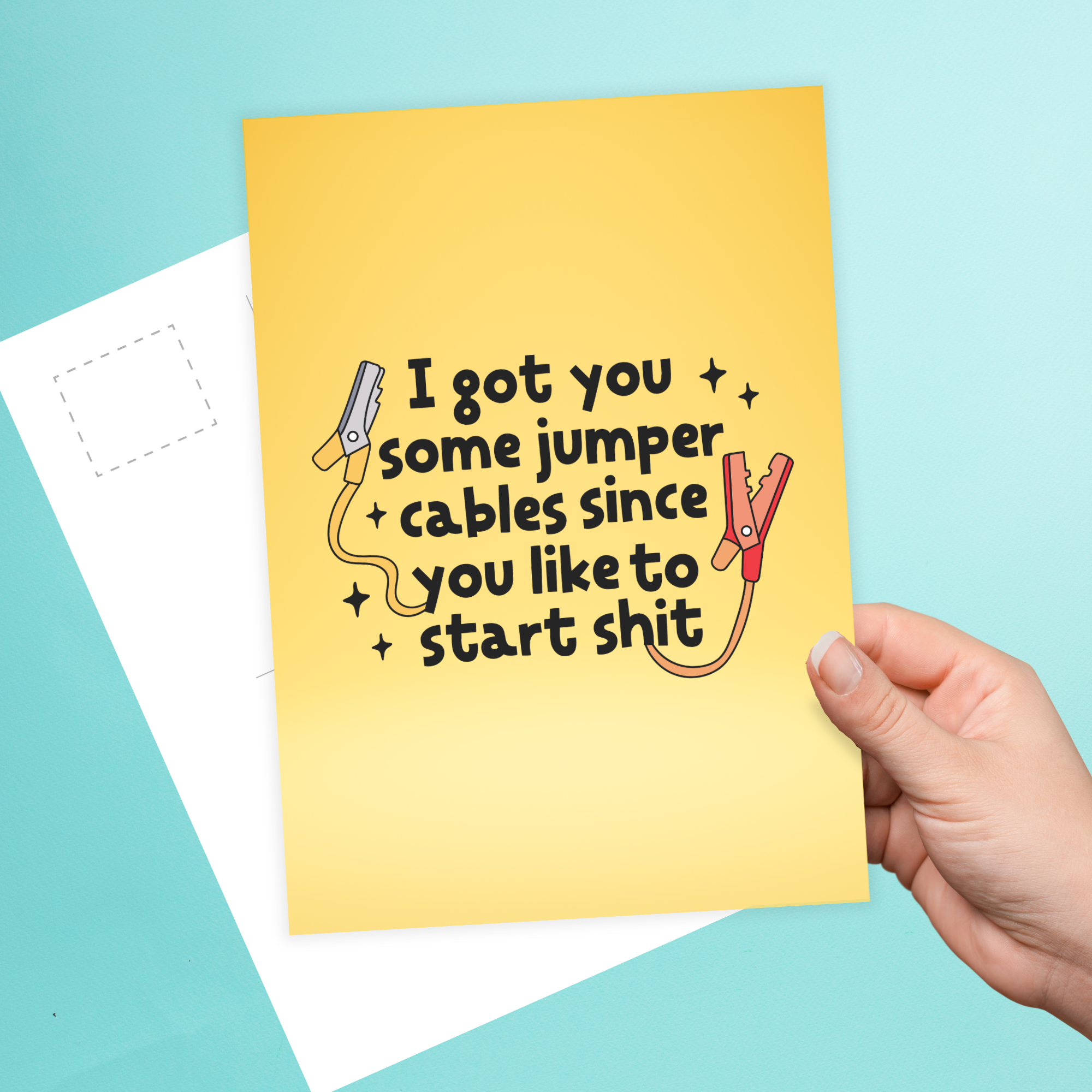 I Got You Some Jumper Cables Postcard – Corporate Snark
