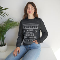 Ugly Christmas Your Excel Skills Are Trash Sweatshirt – Corporate Snark
