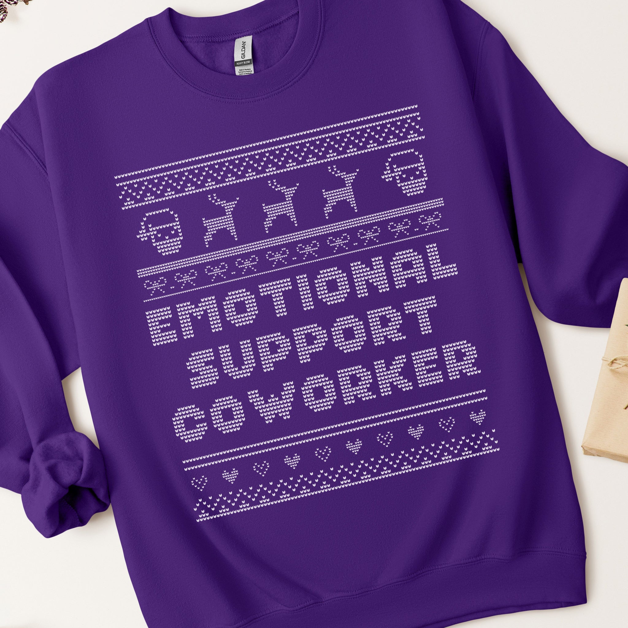 Emotional Support Coworker Ugly Christmas Sweatshirt – Corporate Snark